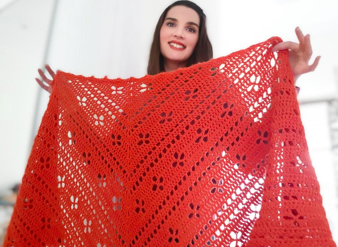 Vintage Vibes Shawl Crochet Pattern: Lacy Triangle Design (PDF Pattern ...