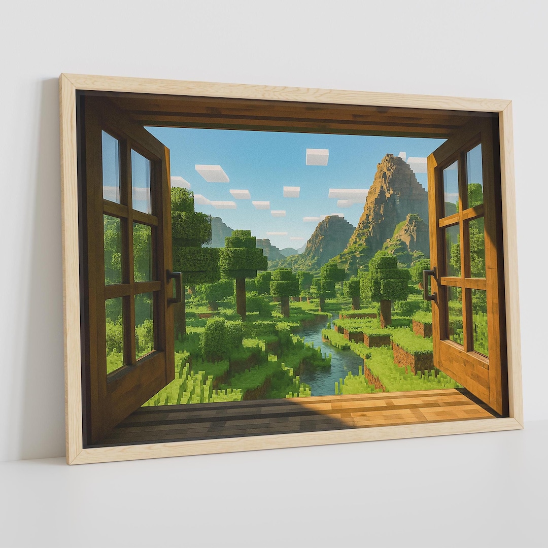 Block Video Game Canvas Decor, Steve Craft Poster, Mine Movie Poster ...