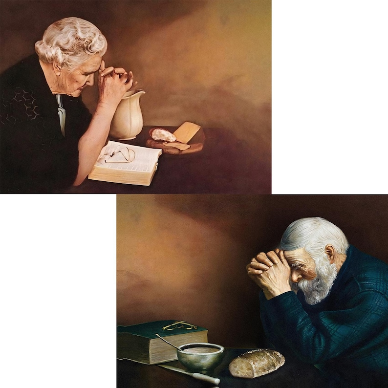 Grace and Gratitude Print: Praying Over Bread by Eric Enstrom (digital ...