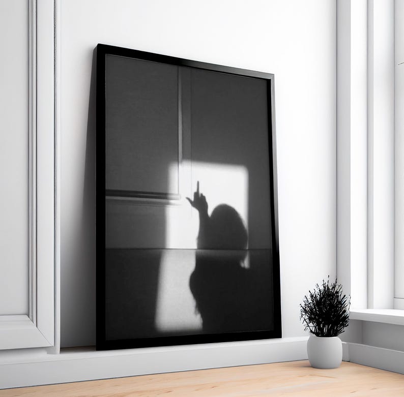 Middle Finger Feminist Art Print: Black and White Room Decor (digital ...