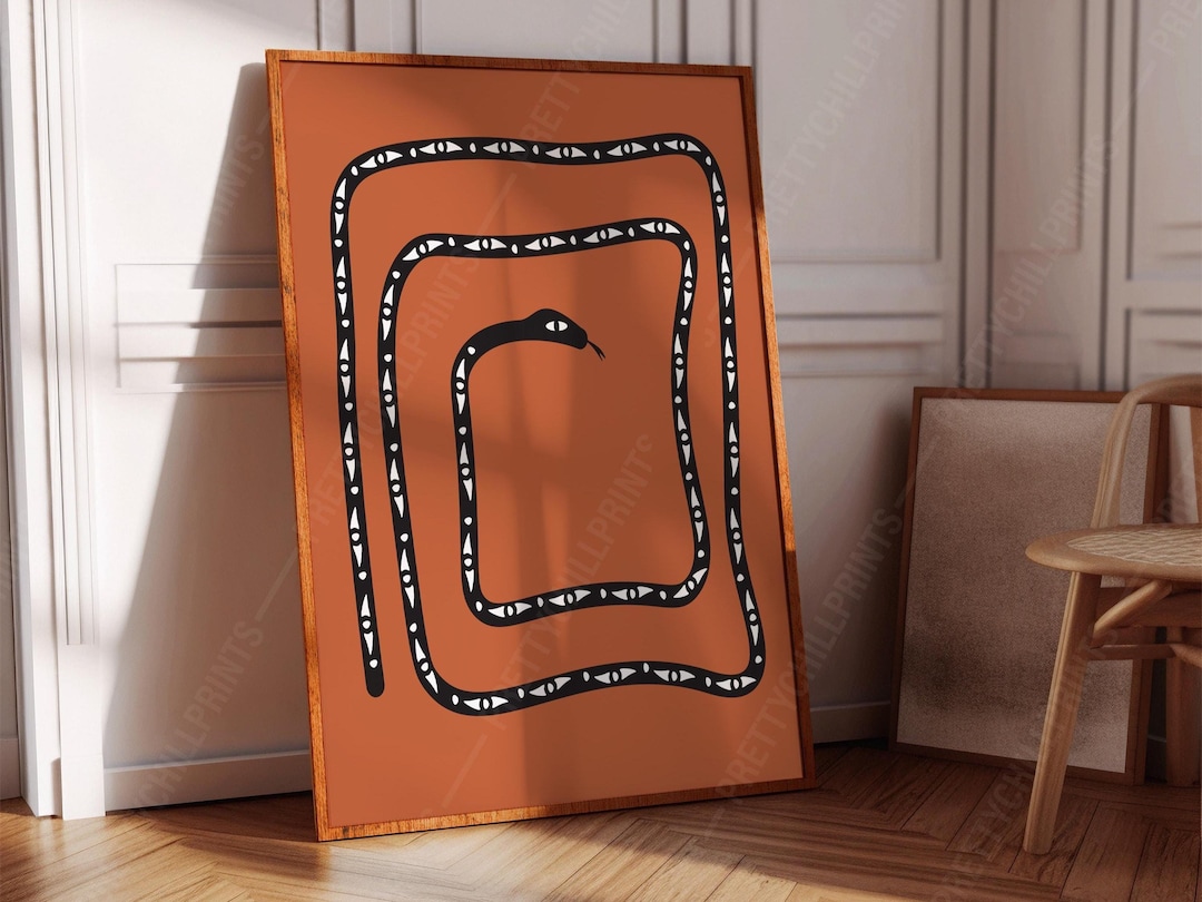 Symbolic Snake in Terracotta Tones Wall Art: Instant Download ...
