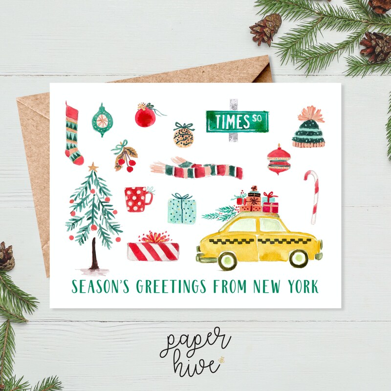 New York Christmas Card - Etsy