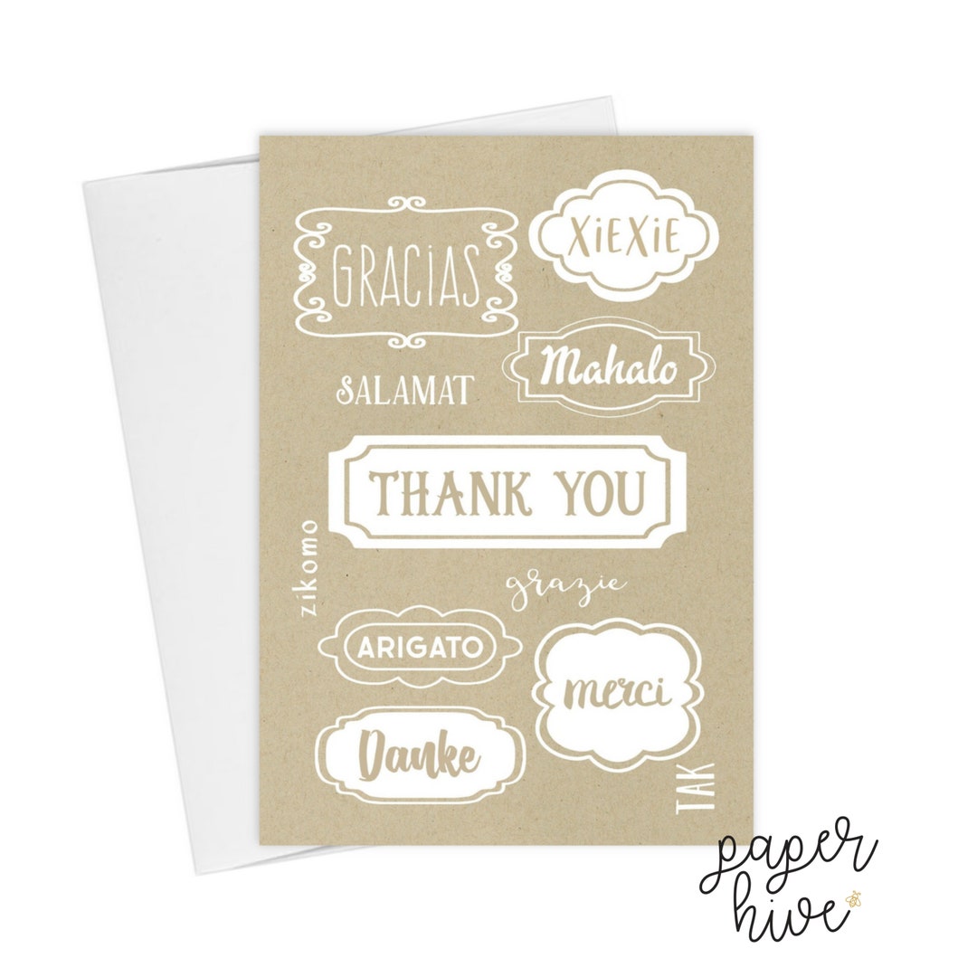 Thank You Around the World Vintage Lettering Thank You Cards - Etsy