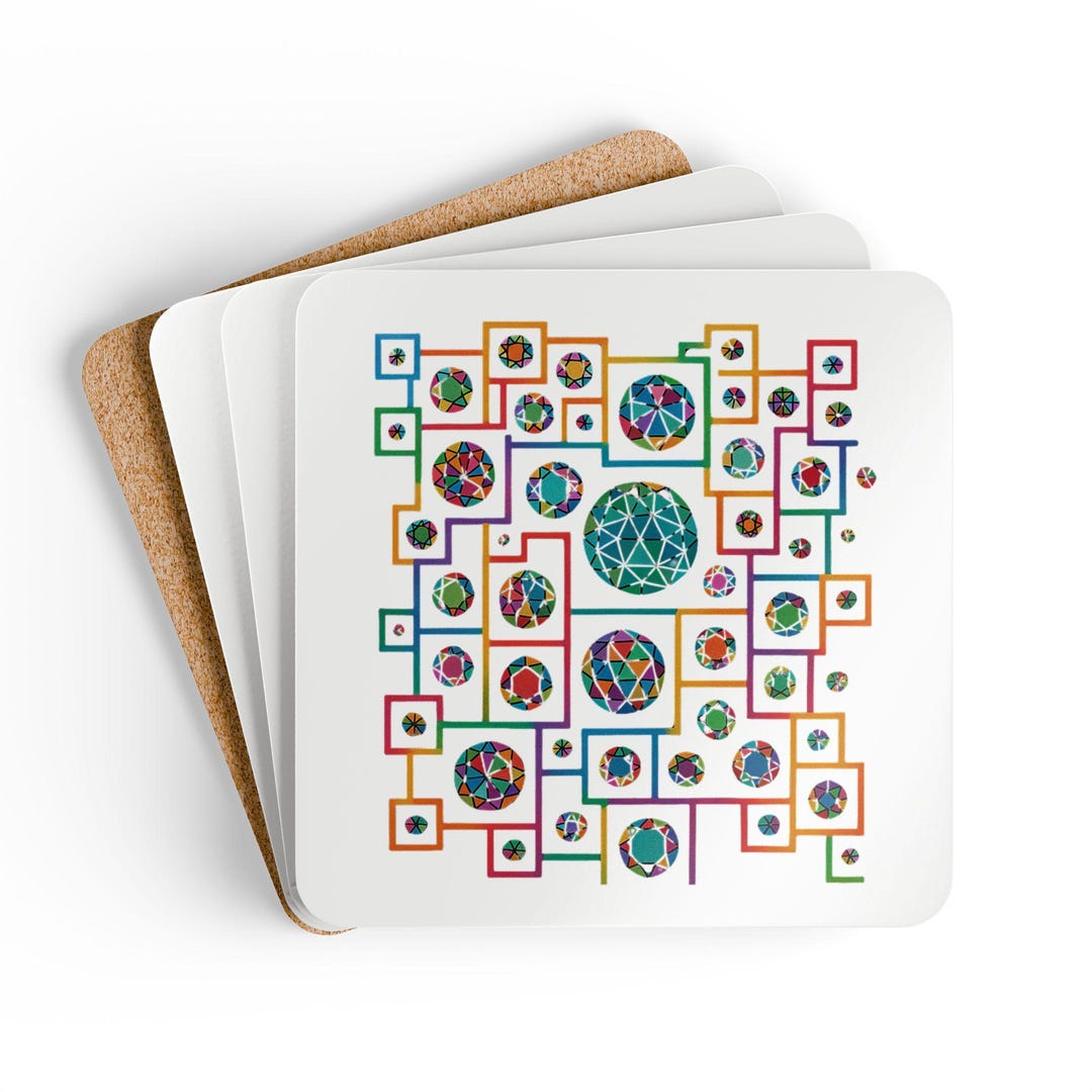 Coaster Set: Colorful Plis-shaped Domes - Modern Cork Backed - Etsy