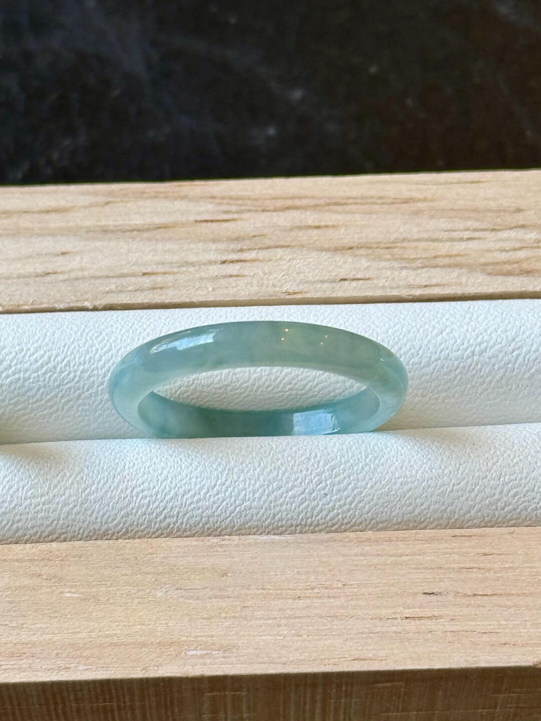 Skinny Natural Icy Blue Jade Ring | Minimalist, Stackable - Etsy
