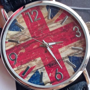 New Union Jack Quartz Watch • British Flag Wristwatch • Faux Leather ...