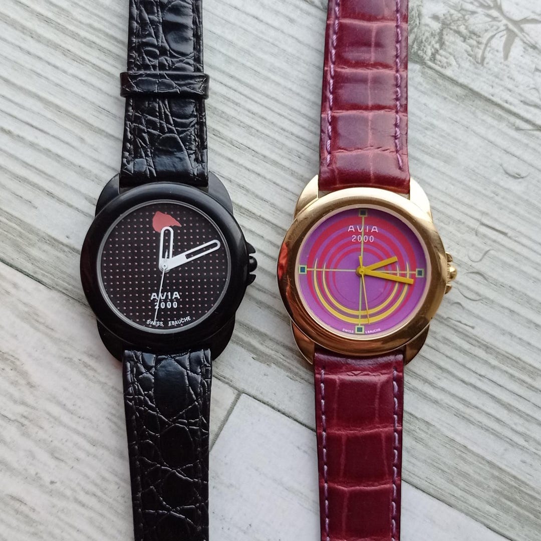 Rare Swiss AVIA 2000 Vintage Watches Unisex Set– Elegant Retro Quartz ...