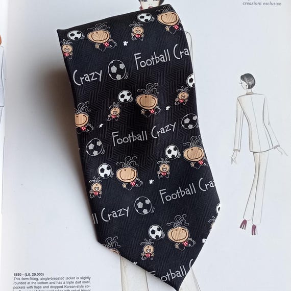 Vintage Football Crazy Tie by George Bubblegum Black … - Gem