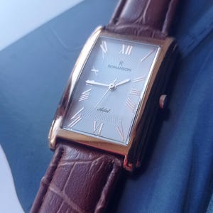Swiss Romanson Adel Men's Watch | 23K Gold Plated | Classic Roman ...