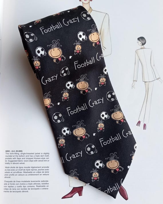 Vintage Football Crazy Tie by George Bubblegum Black … - Gem