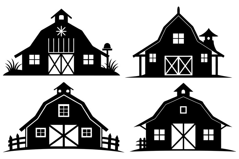 Rustic Barn SVG Bundle – 80 Farmhouse Silhouette Designs – Country Barn ...