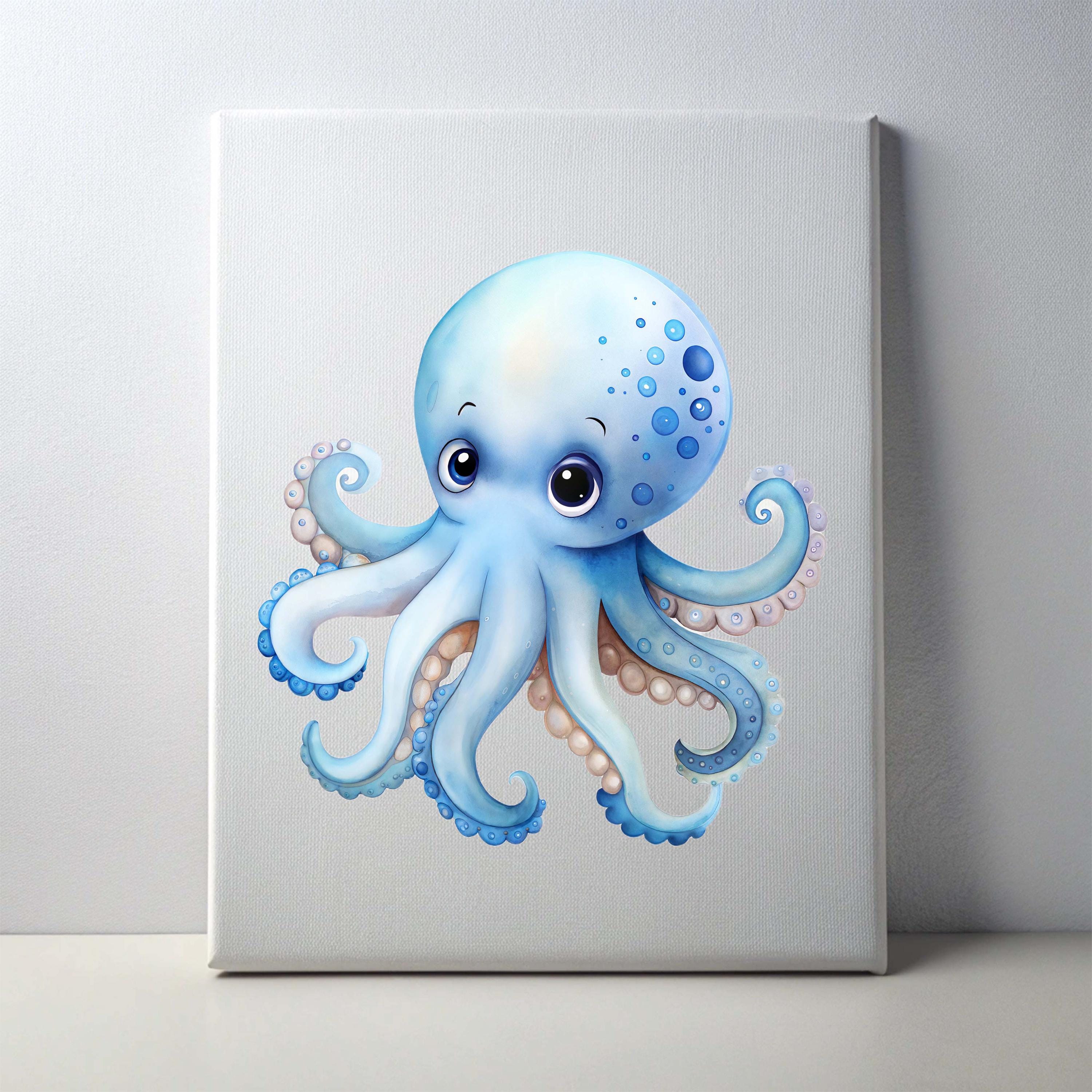 Cute Octopus Clipart | Watercolor Sea Animal Png | Ocean Creature ...