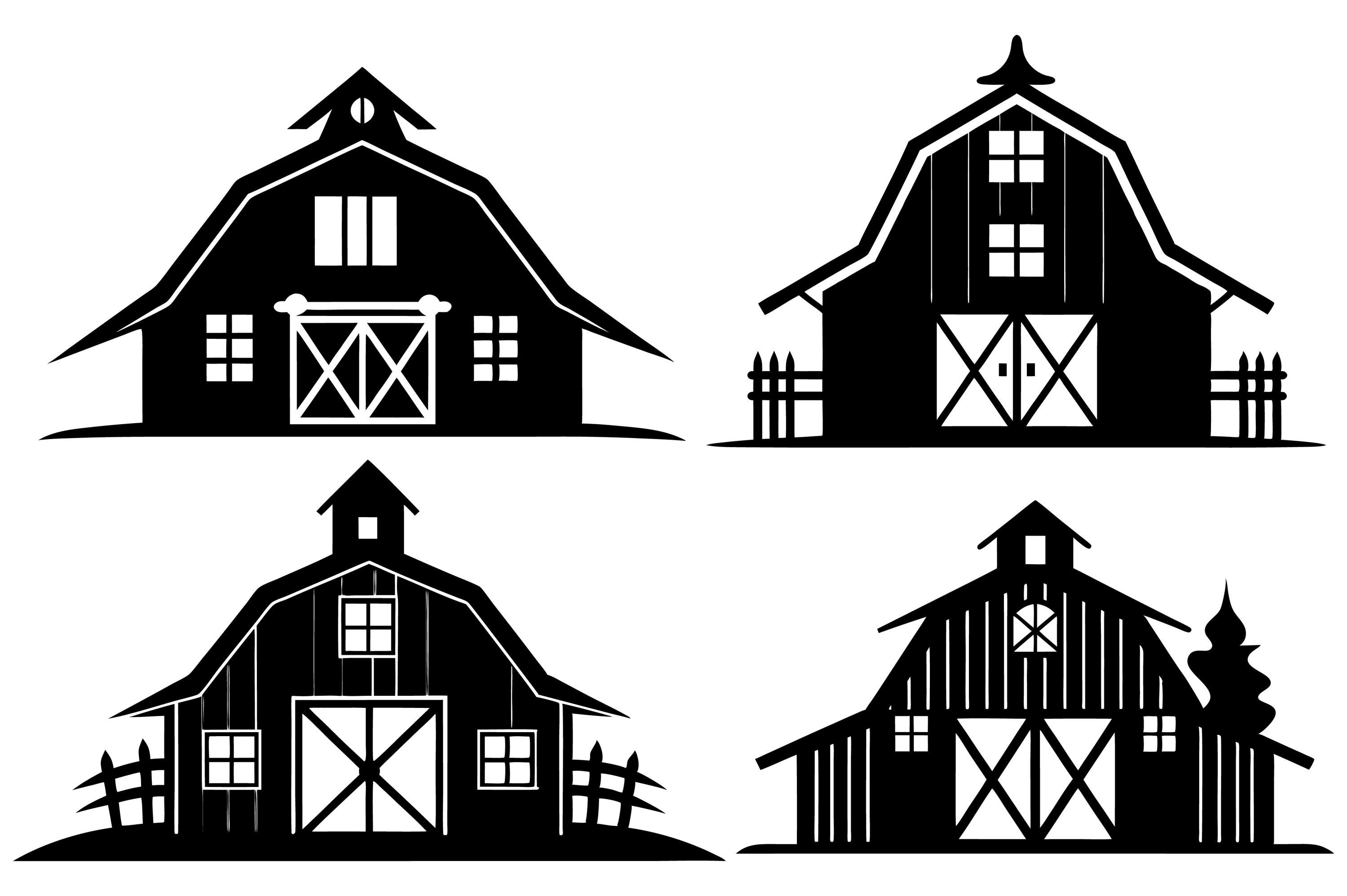 Rustic Barn SVG Bundle – 80 Farmhouse Silhouette Designs – Country Barn ...