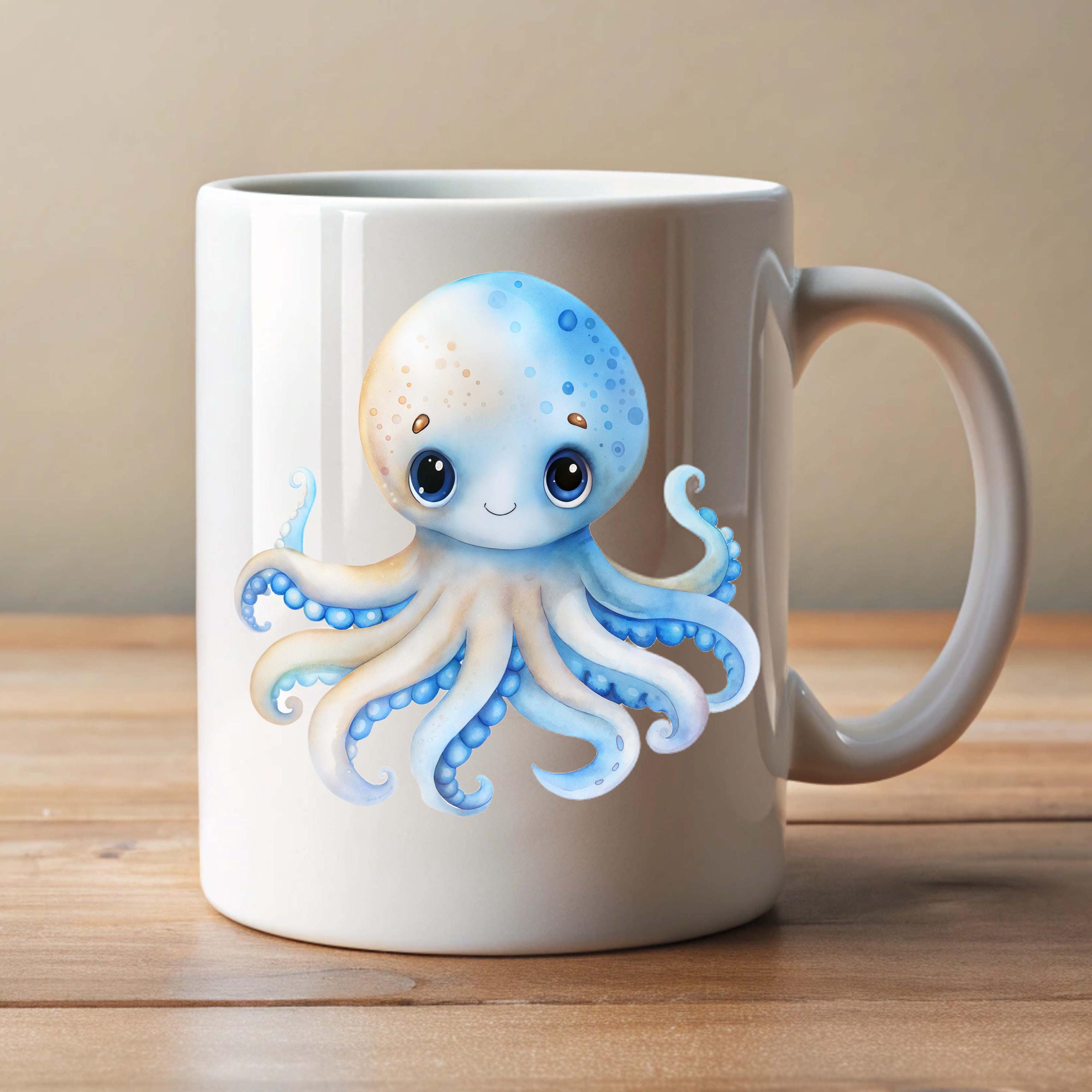 Cute Octopus Clipart | Watercolor Sea Animal Png | Ocean Creature ...