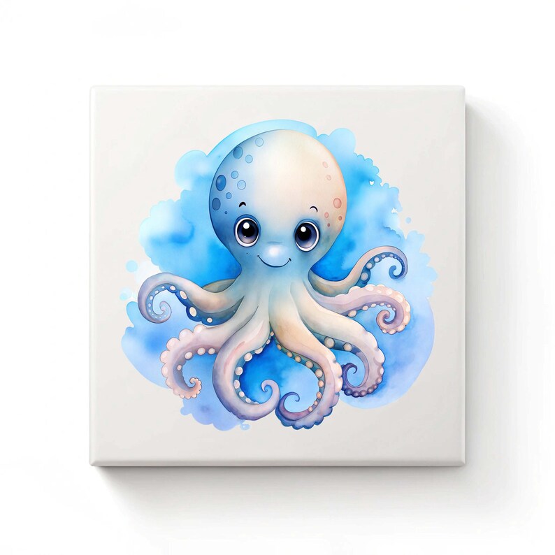 Cute Octopus Clipart | Watercolor Sea Animal Png | Ocean Creature ...