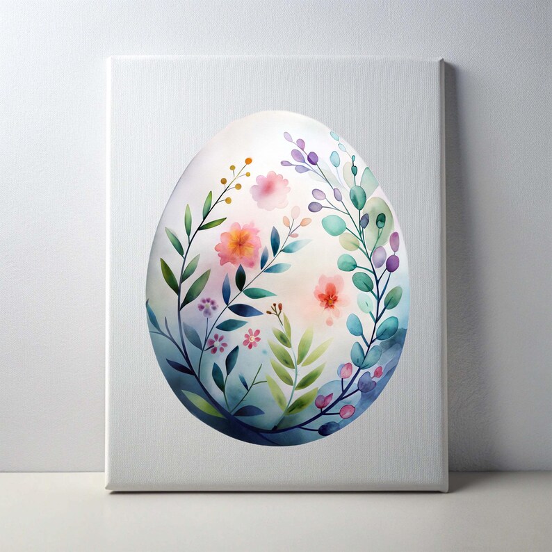 Floral Easter Egg PNG Bundle | Watercolor Spring Egg Clipart | Digital ...