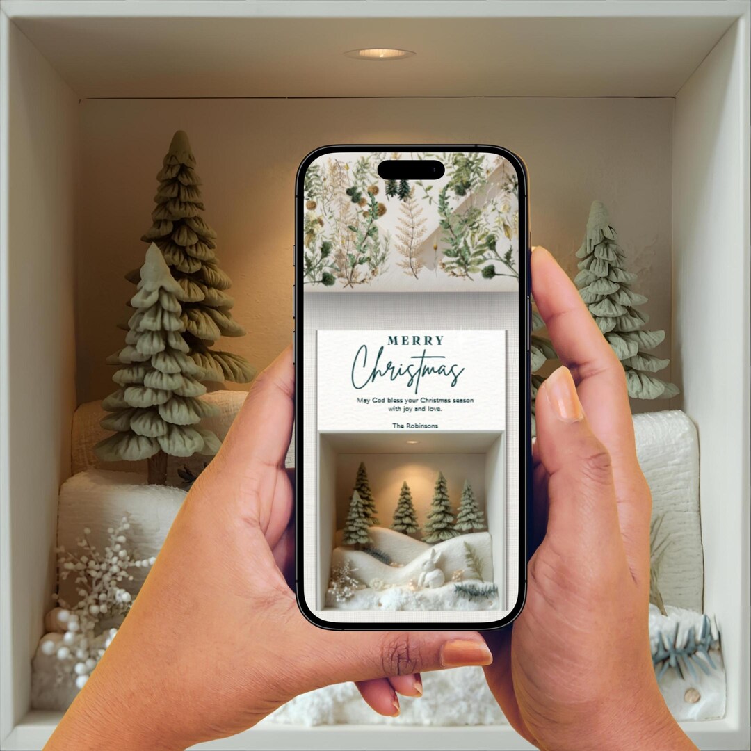 Elegant Christmas Card Template | Canva Editable Mobile Design (digital ...