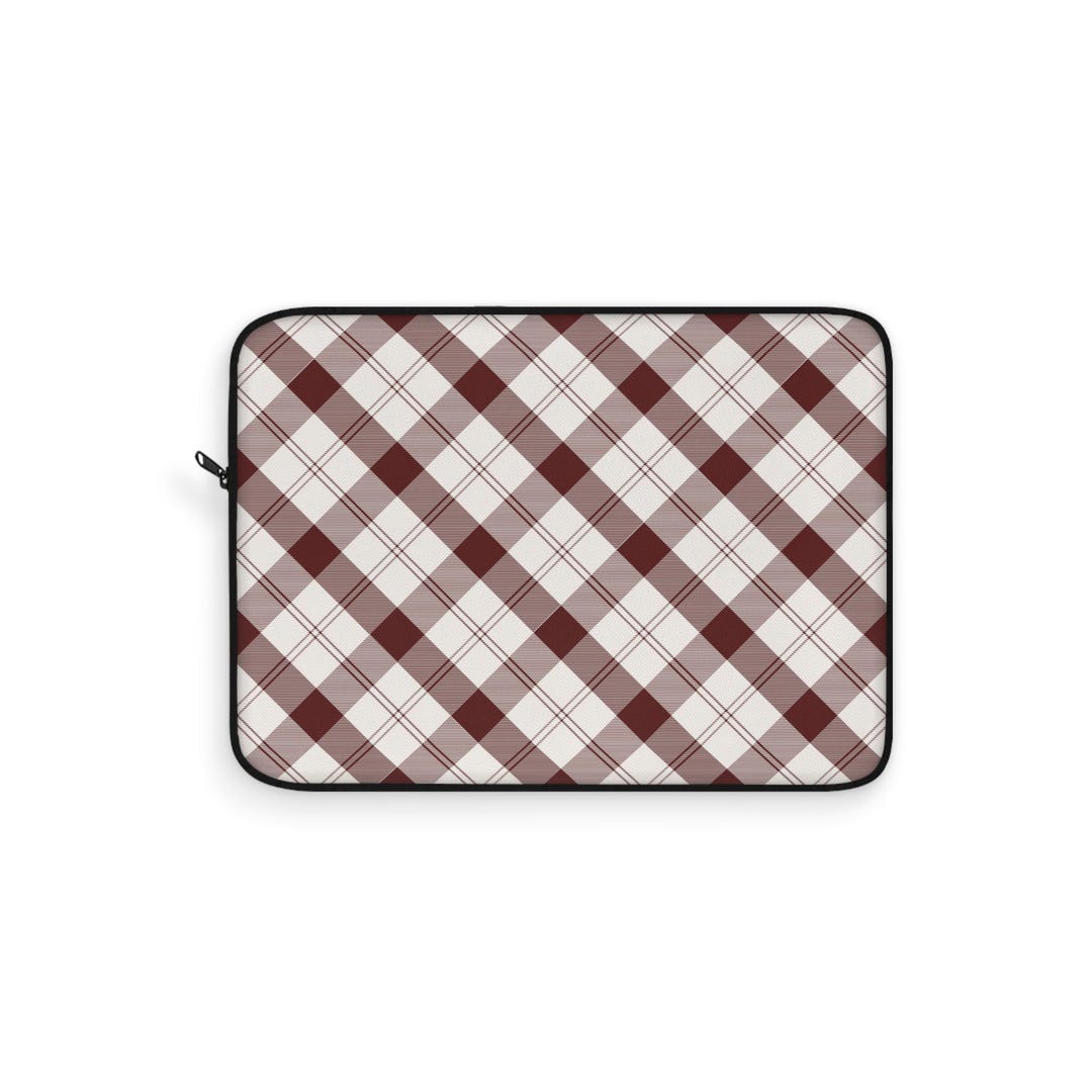 Maroon Plaid Laptop Sleeve, Tartan Check Print Case for Computers, Red ...