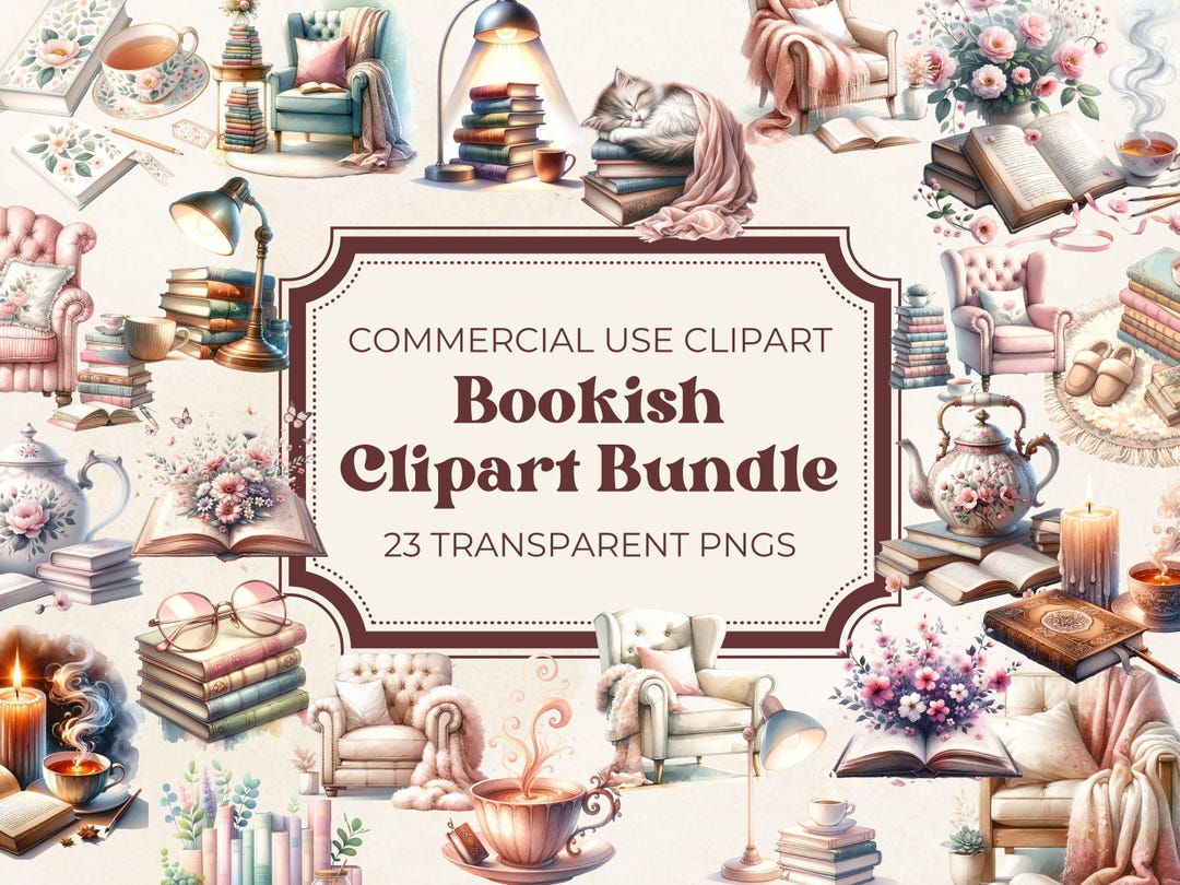 Watercolor Bookish 23 PNG Bundle - Clipart for Commercial Use, Kitten ...