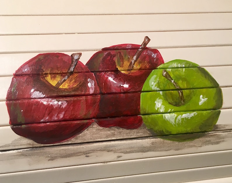 Bread Box White With Apples Hand Painted on Front Toll Top | Etsy