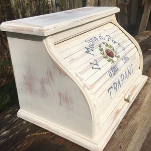Bread Box White Distressed Customized With Apple and Lettering as an ...