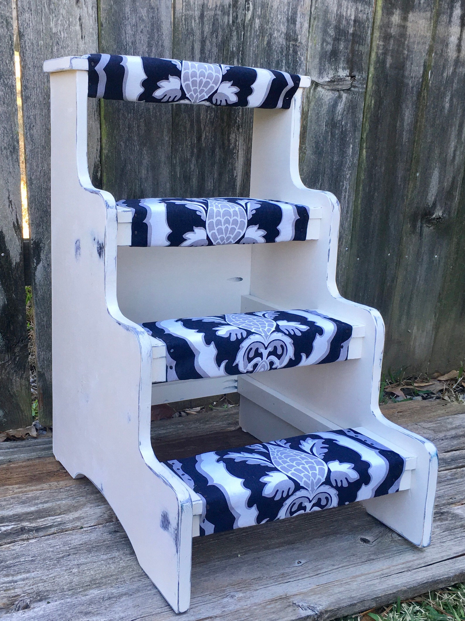 Bed Steps for Pets or People Painted White Then Distressed and - Etsy