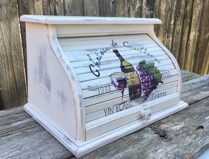 Bread Box White Distressed With French Wine Country Artwork - Etsy
