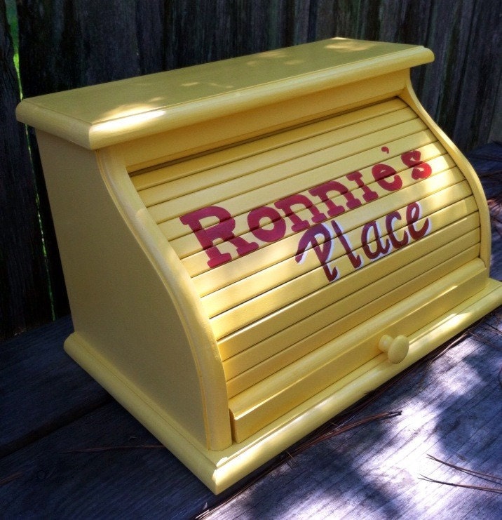 Bread box yellow customized and personalized painted yellow | Etsy