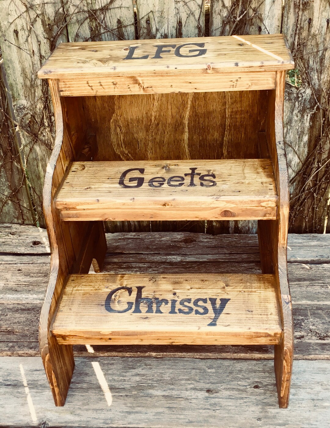 Bed Steps for Pets or People Distressed Stain Wood With Pets Names ...