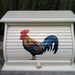 Bread Box White With Brightly Colored Rooster Artistically Painted on ...