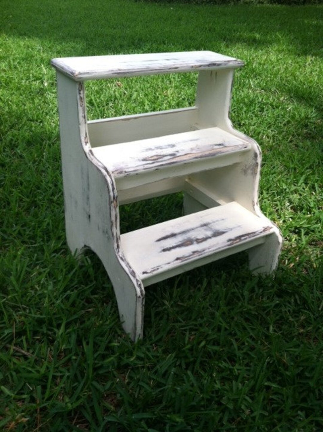 Steps for High Bed Farmhouse Rustic Distressed Antique White Finish ...