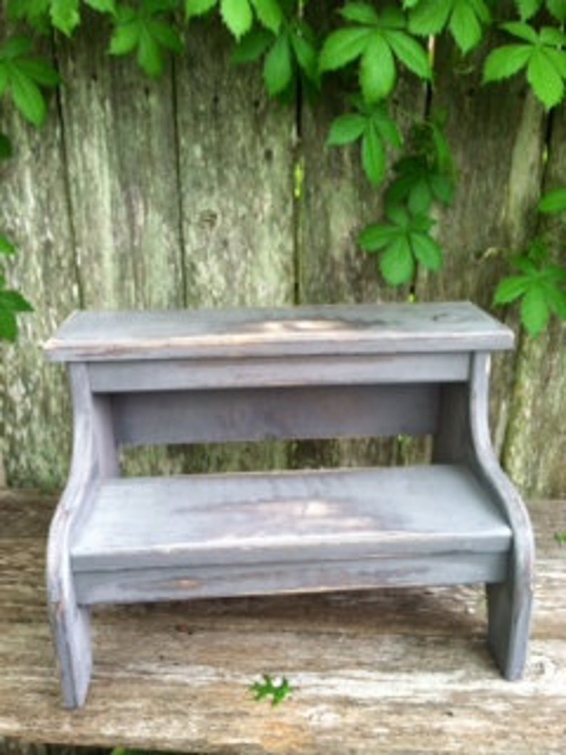 Bed Steps Farmhouse Gray Distressed With Two Bed Stairs Customizable ...