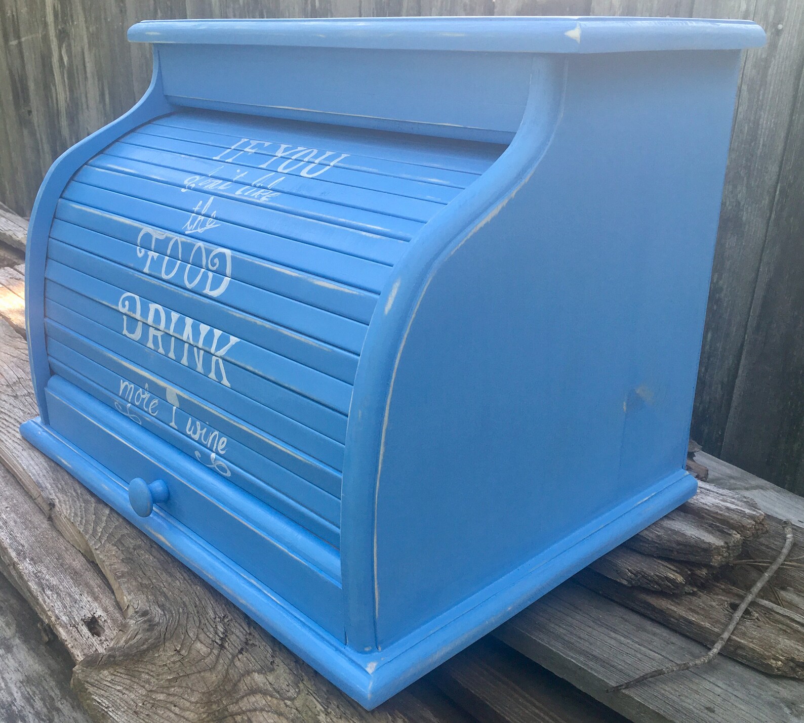 Bread Box Extra Large Sky Blue With White Lettering Food and - Etsy