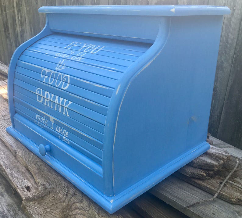 Bread Box Extra Large Sky Blue With White Lettering Food and - Etsy