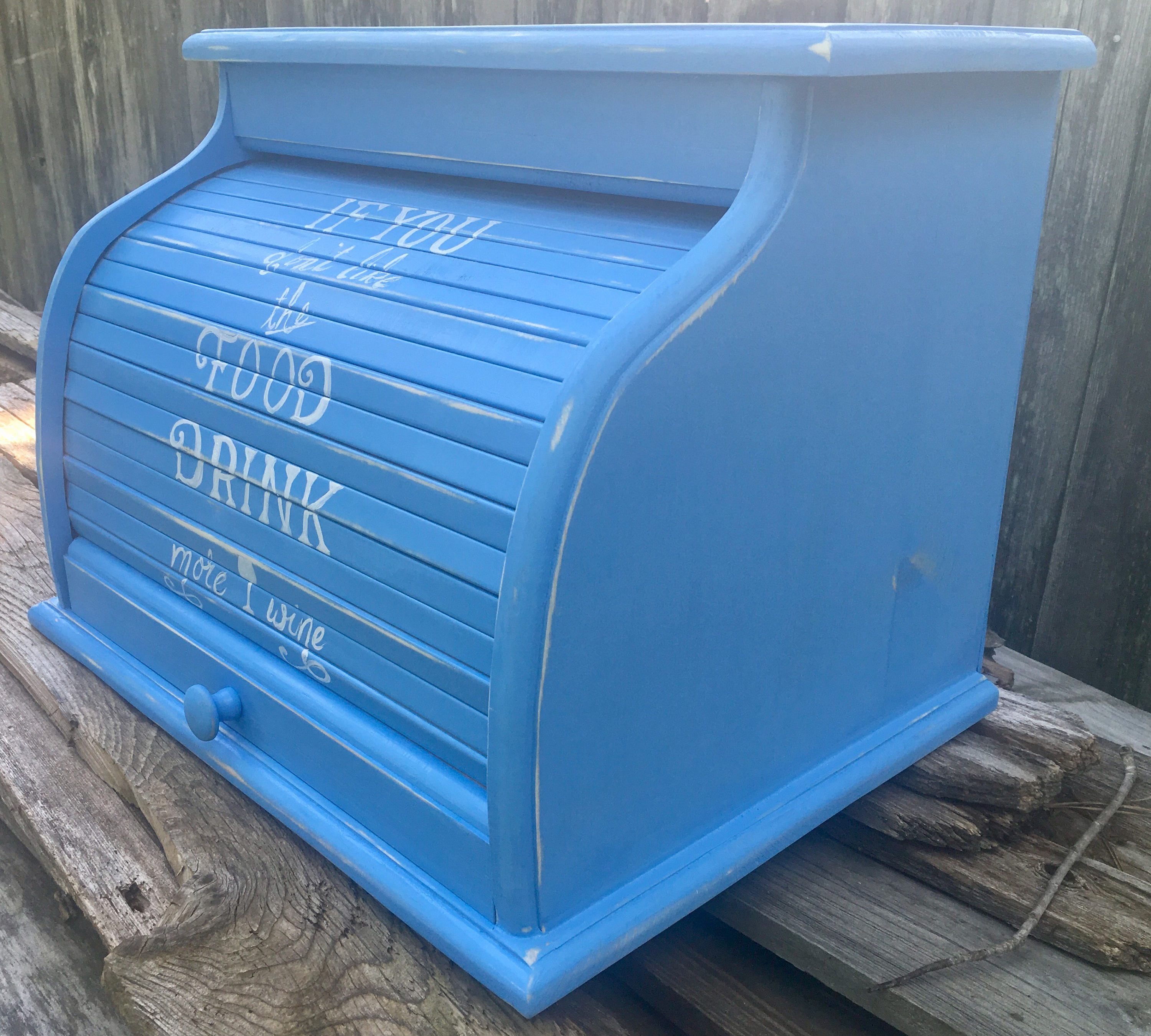 Bread box extra large sky blue with white lettering food and | Etsy