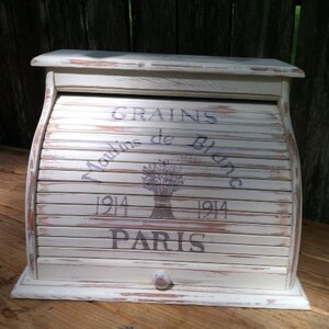 Bread Box Paris Style Antique White With Lettering Distressed to Appear ...