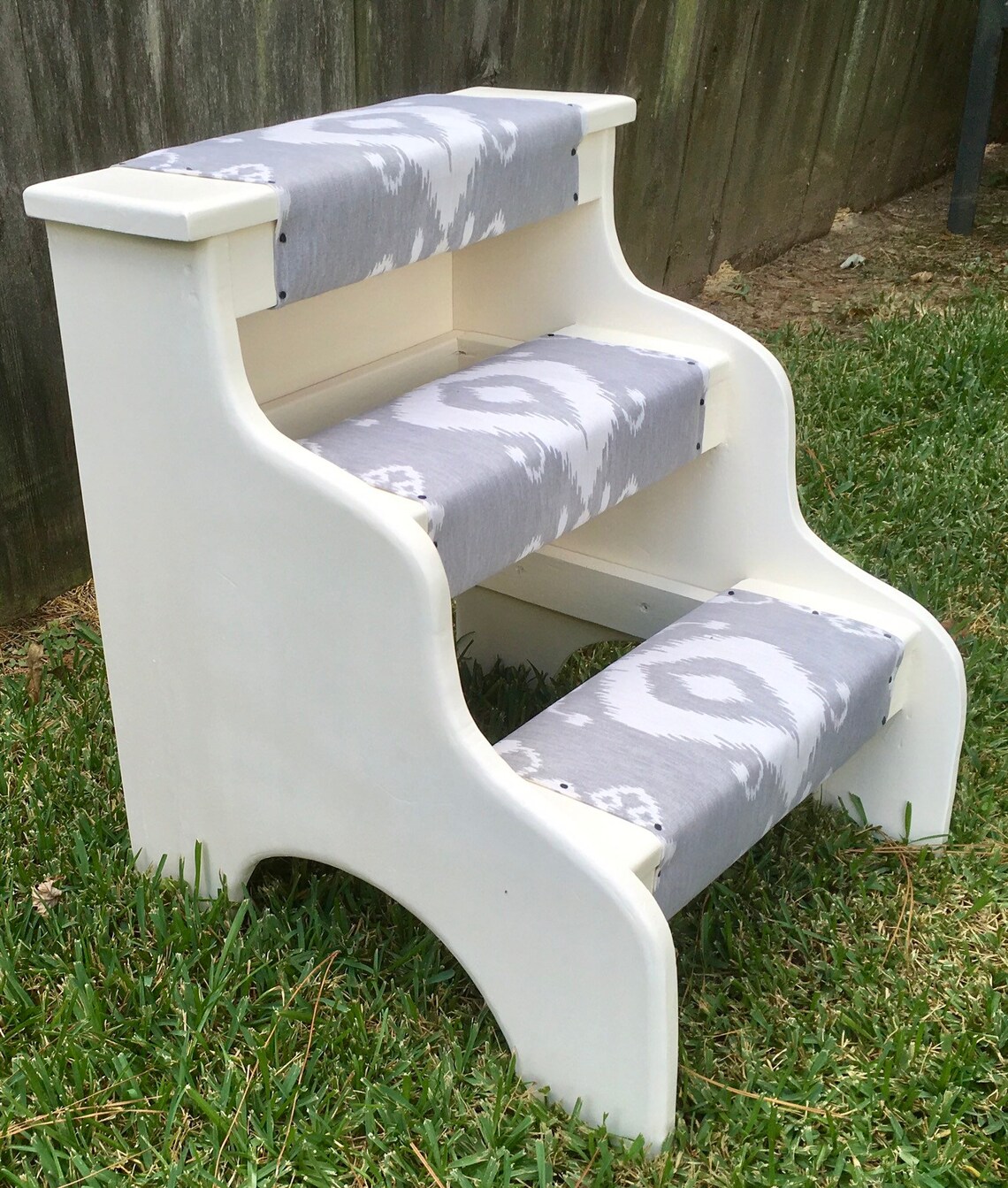 Bed Steps for Pets or People White With Gray Upholstery - Etsy