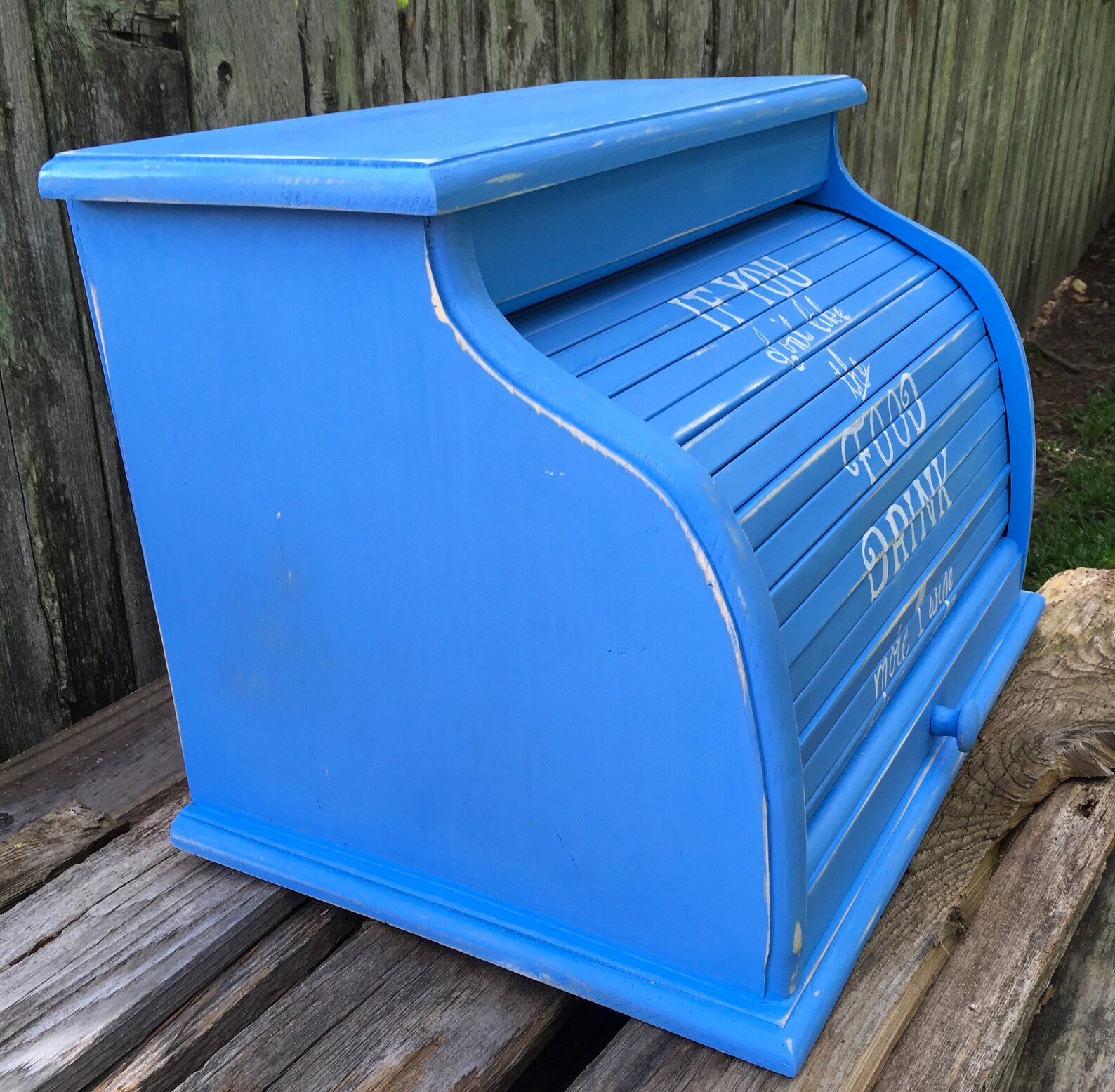 Bread Box Extra Large Sky Blue With White Lettering Food and - Etsy