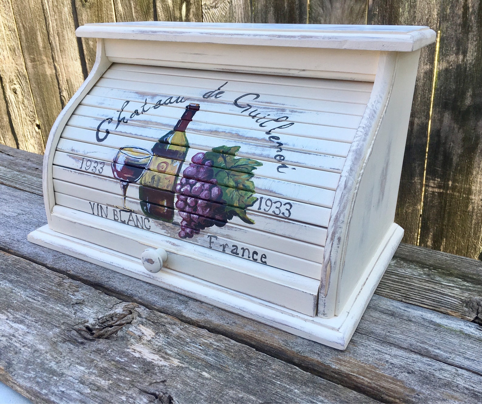 Bread Box White Distressed With French Wine Country Artwork - Etsy