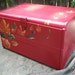 Red Bread Box With Fall Leaves Hand Painted Blowing in the Wind up and ...