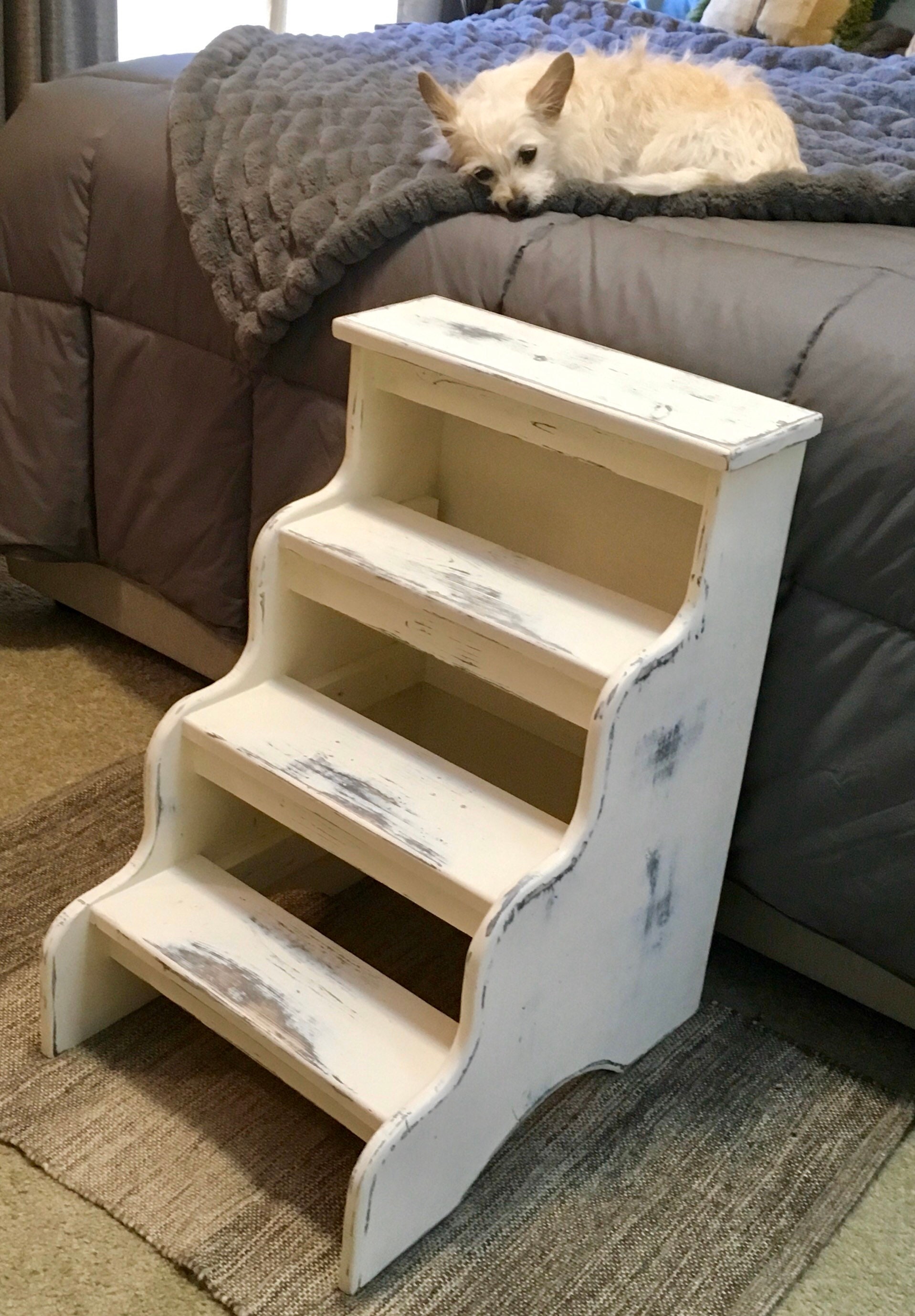 Stepstool for high bed dog or cat or adults painted white | Etsy