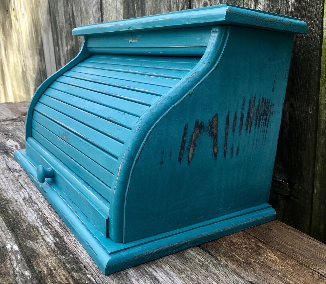 Bread box turquoise teal blue green southwestern coastal | Etsy