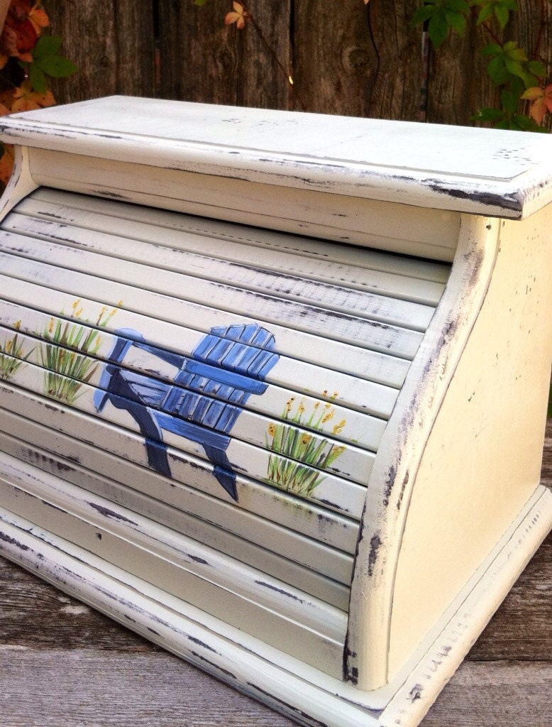 Bread Box in Beach House Style Distressed Antique White With - Etsy