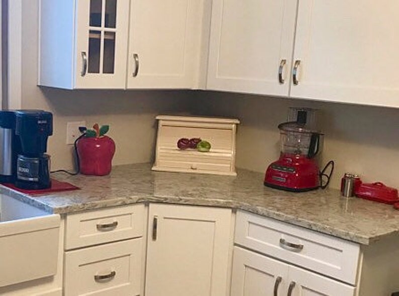 Bread Box White With Apples Hand Painted on Front Toll Top | Etsy