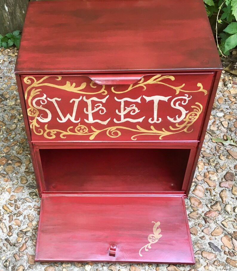 Bread Box Large Double Door Retro up Cycled Finished in Red - Etsy