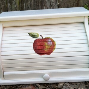 Bread Box White Personalized With an Apple Artisticly Painted on Front ...