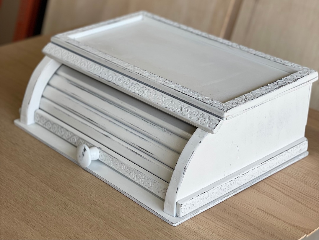 Distressed White Charging Station With Roll Top Door, Electronics ...