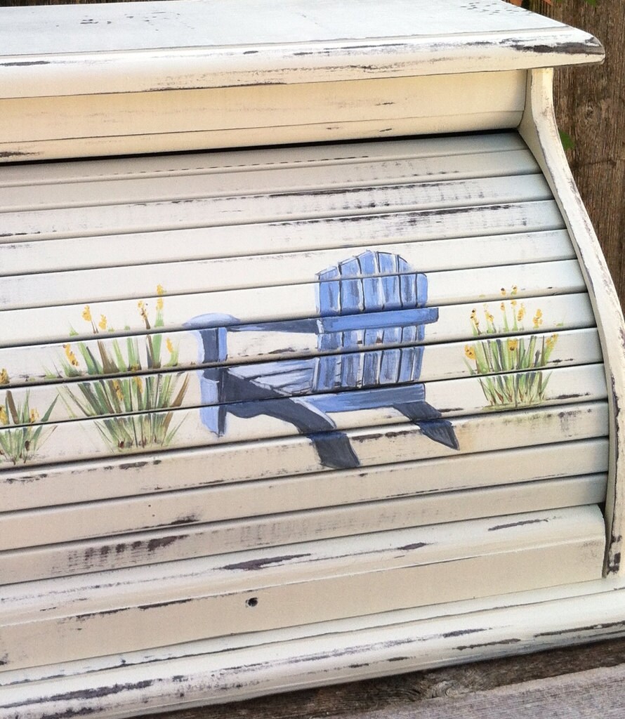 Bread Box in Beach House Style Distressed Antique White With - Etsy