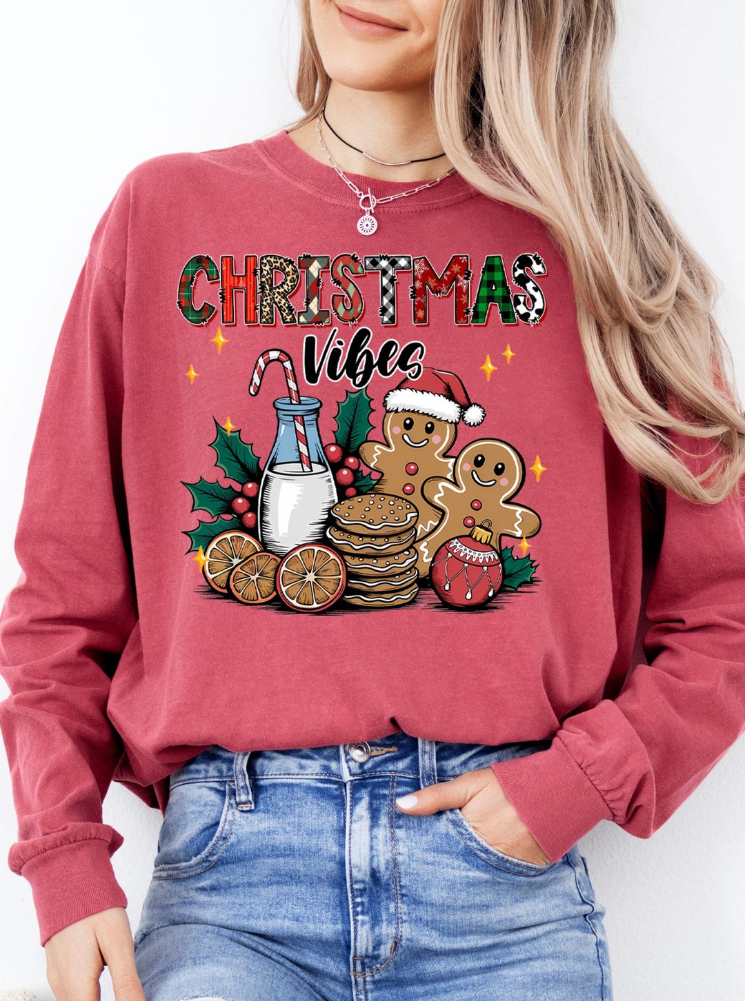Gingerbread Cookie Christmas Vibes Sweatshirt,festive Holiday Sweater ...