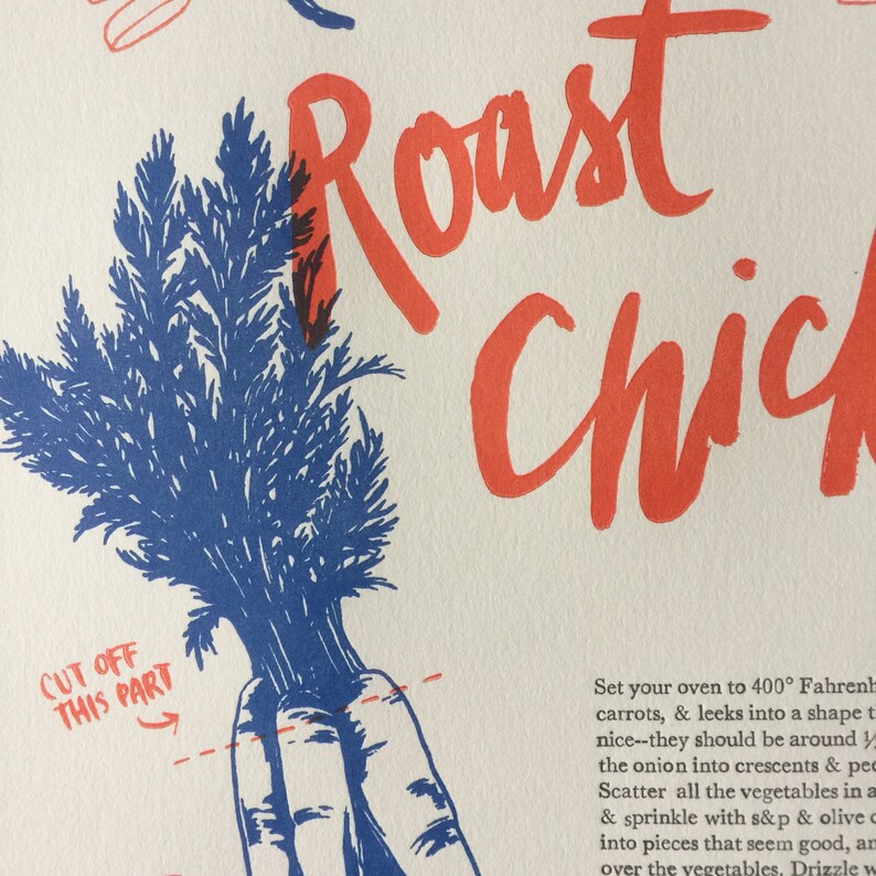 How to Make a Roast Chicken - Letterpress Printed Poster - Etsy